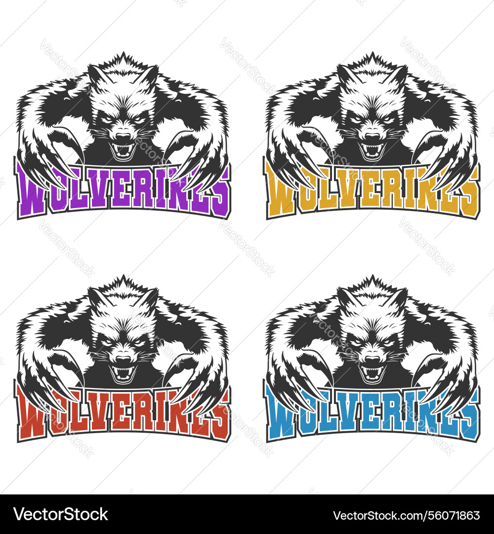 Wolverines clip art design mascot Royalty Free Vector Image