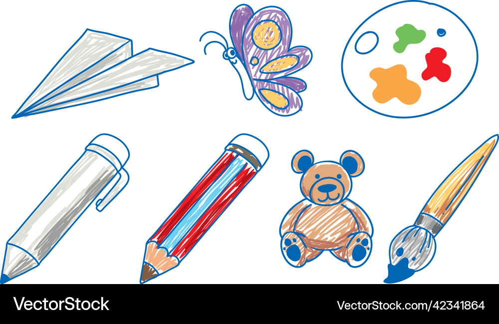 A paper with doodle design object of school Vector Image