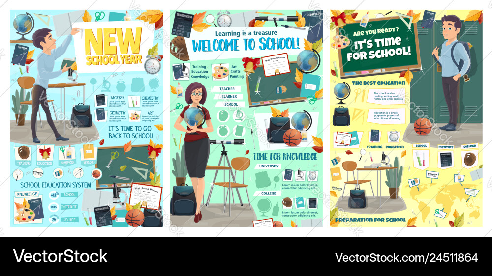 Back to school student study and education poster Vector Image