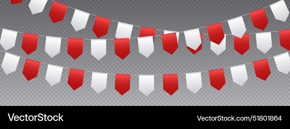 Bunting flags carnival party white and red Vector Image