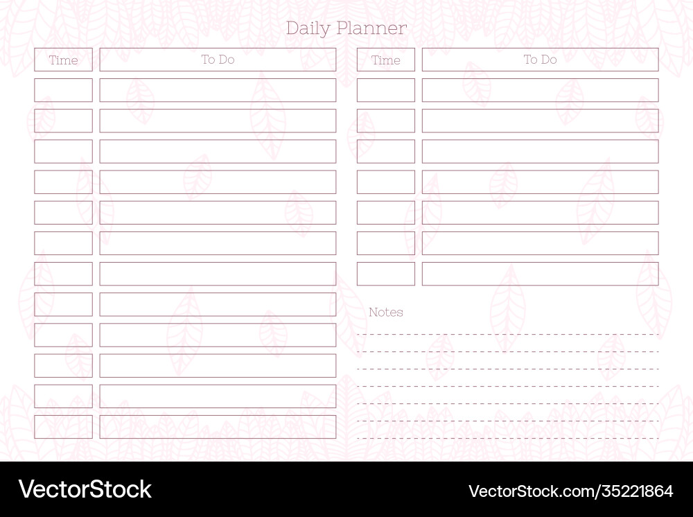 Daily personal planner diary template individual Vector Image