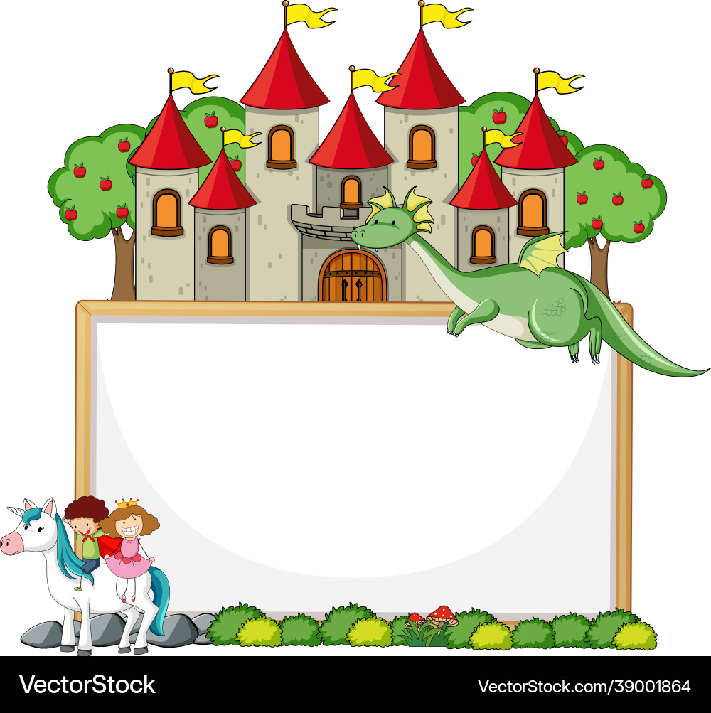 Empty banner with fairy tale cartoon character Vector Image