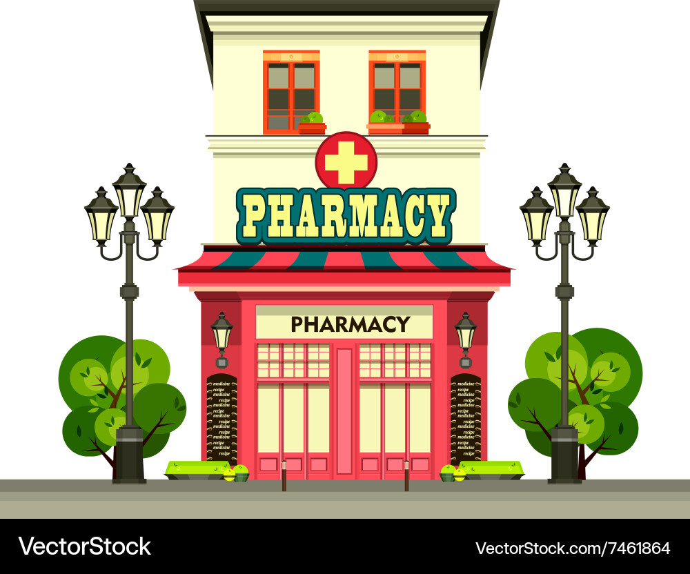 Modern Pharmacy Building Royalty Free Vector Image