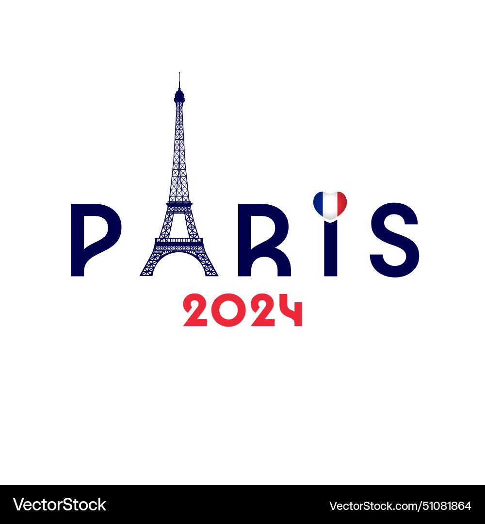 Paris 2024 t shirt print design with eiffel tower Vector Image