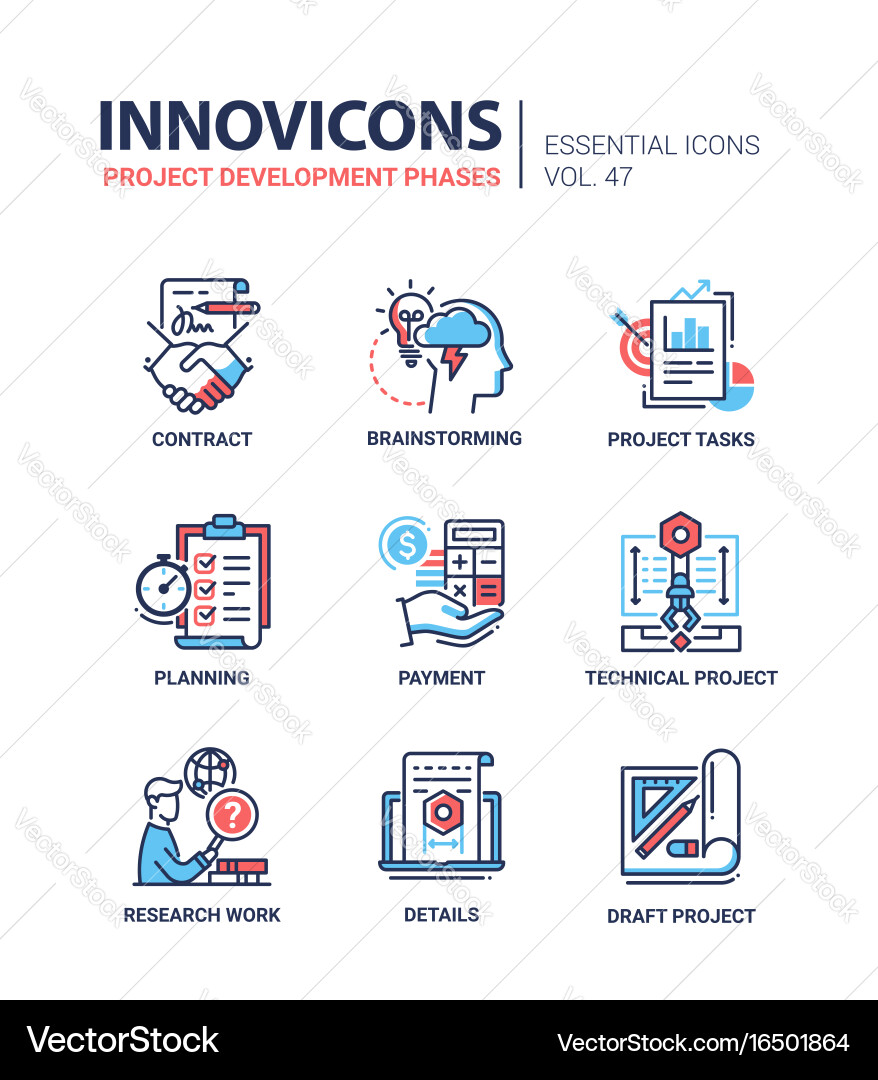 Project development phases - modern line Vector Image