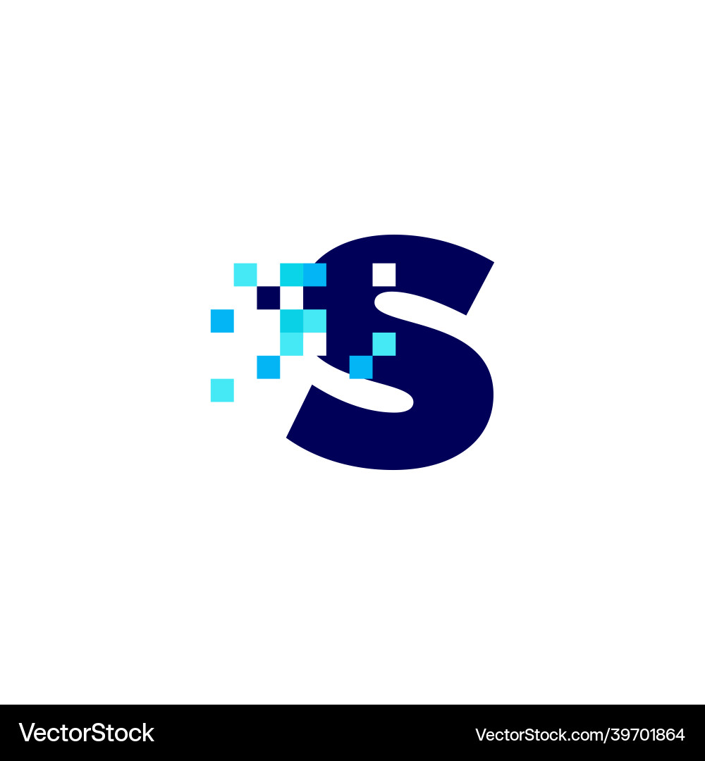 S letter lowercase pixel mark digital 8 bit logo Vector Image