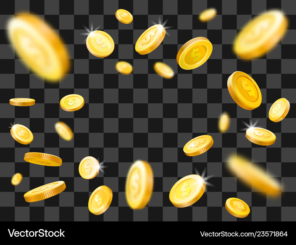 Shiny gold coins explosion falling money Vector Image