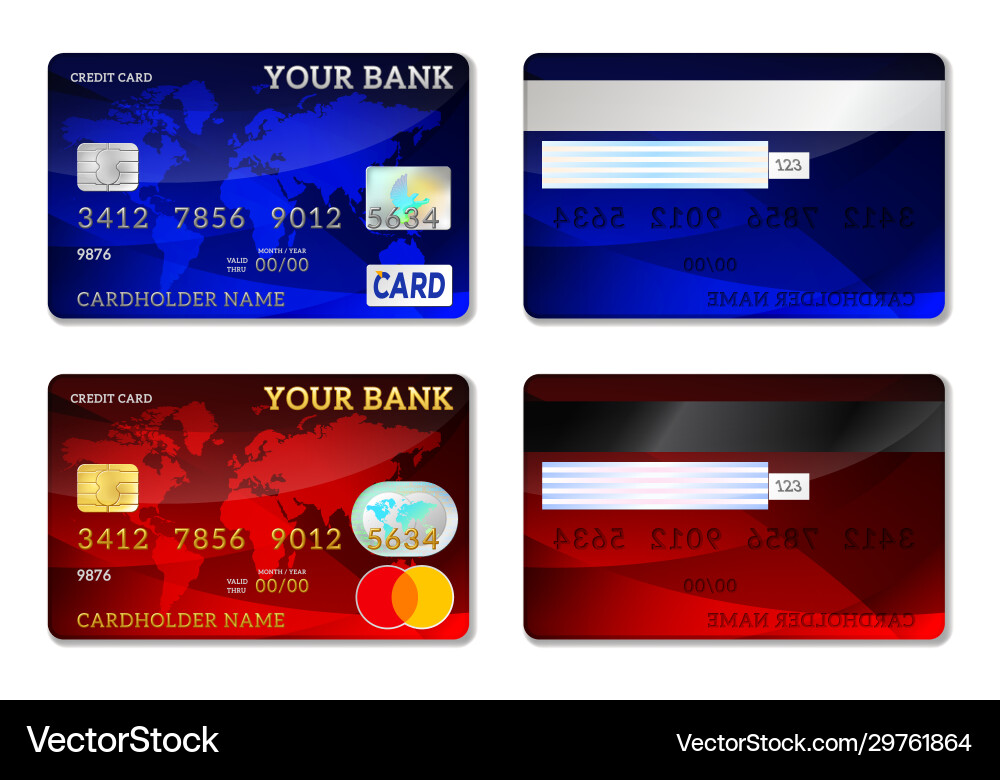 Template credit cards front and back side set Vector Image