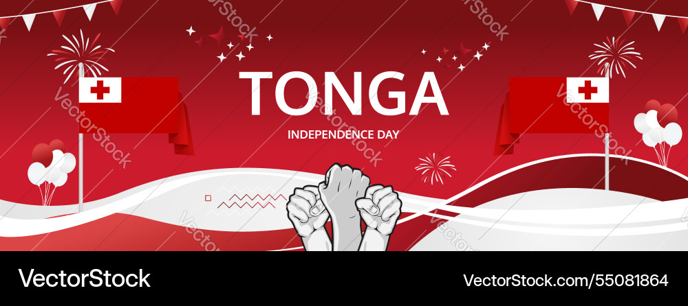 Tonga independence day modern greeting banner 4th Vector Image