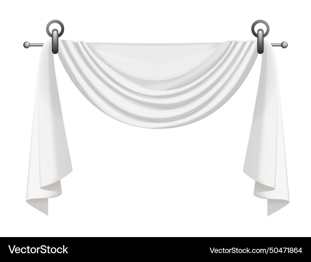 White curtains for window 3d fabric drapery Vector Image