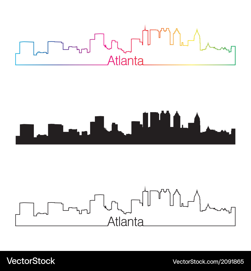 Atlanta skyline linear style with rainbow Vector Image