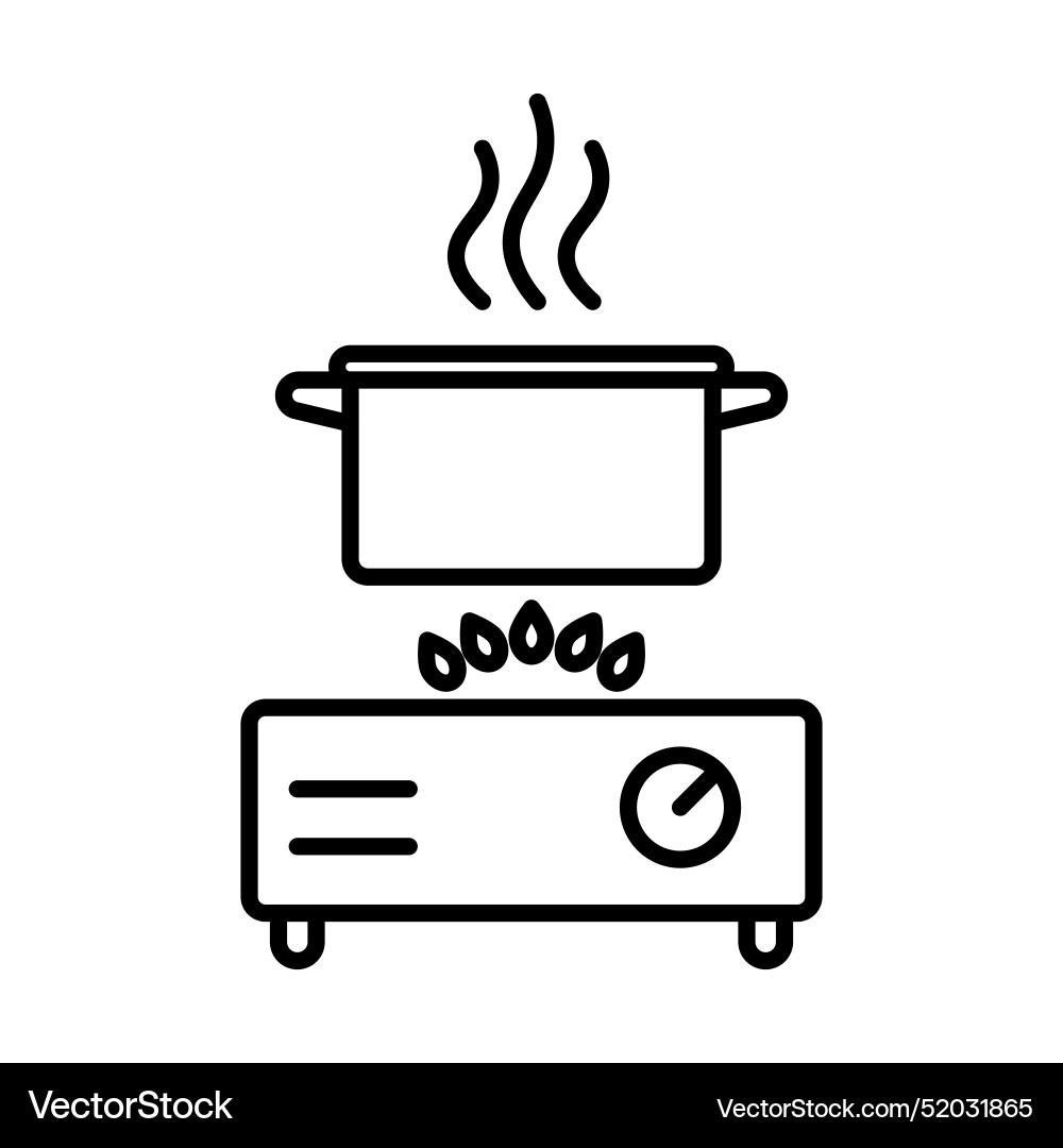 Burner gas stove linear logo mark in black Vector Image