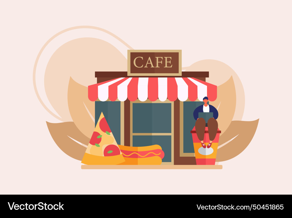 Cafe flat design Royalty Free Vector Image - VectorStock
