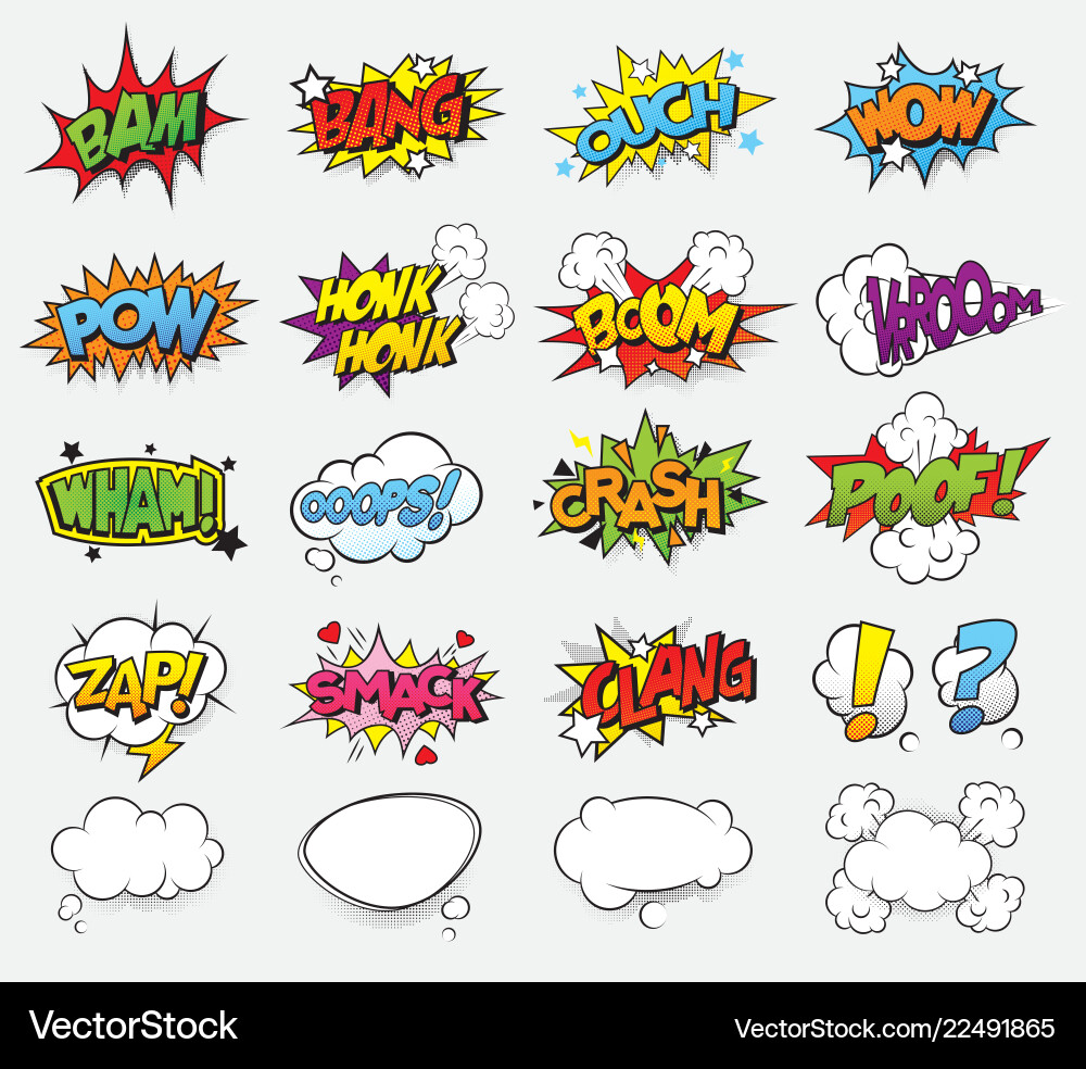 Comic sound effects Royalty Free Vector Image - VectorStock