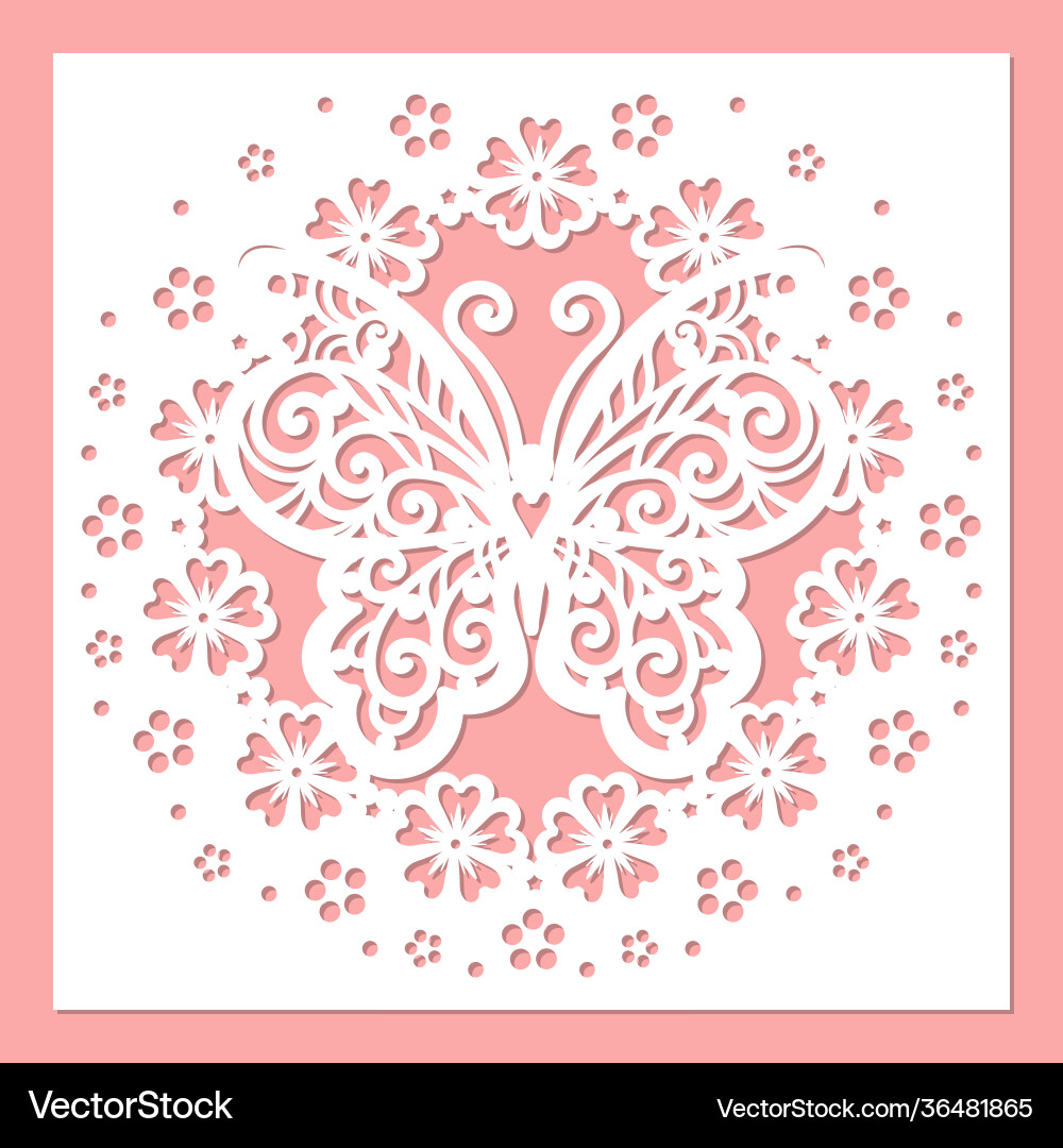 Envelope template with butterfly and flowers Vector Image