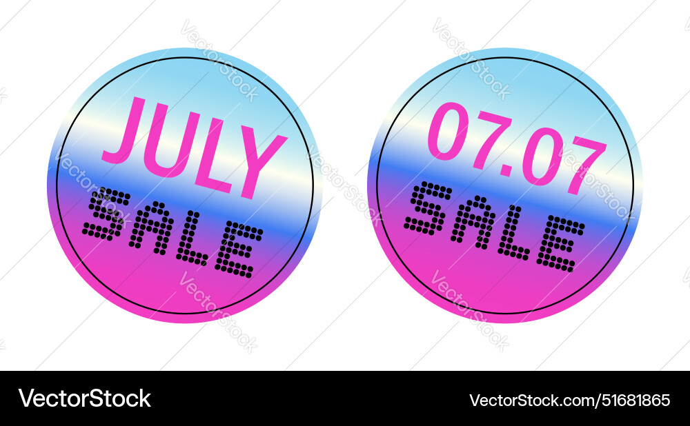 July sale round stickers set with a gradient Vector Image
