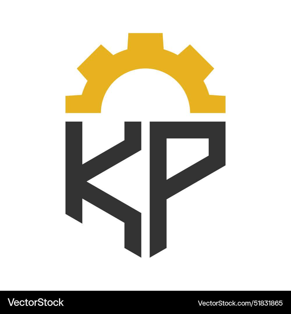 Letter kp gear logo design for service center Vector Image