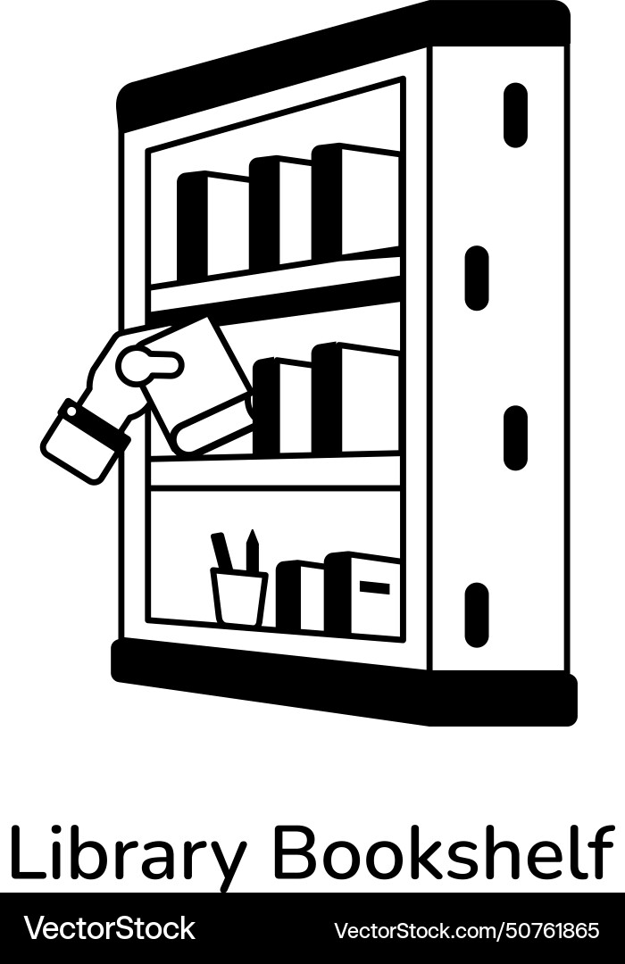 Library bookshelf Royalty Free Vector Image - VectorStock