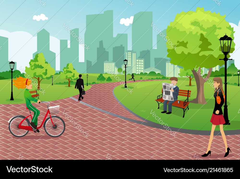 People in a city park Royalty Free Vector Image