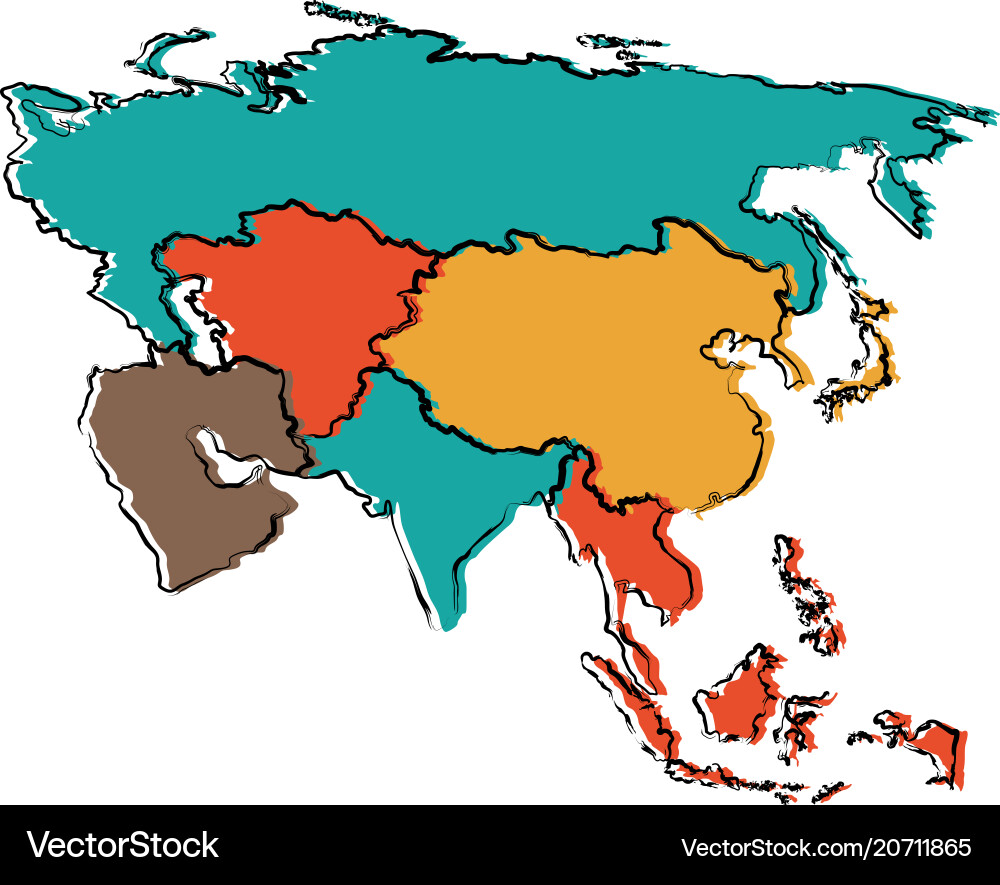Asia Map Political Multicolor Laminated Paper Asia Political Map,