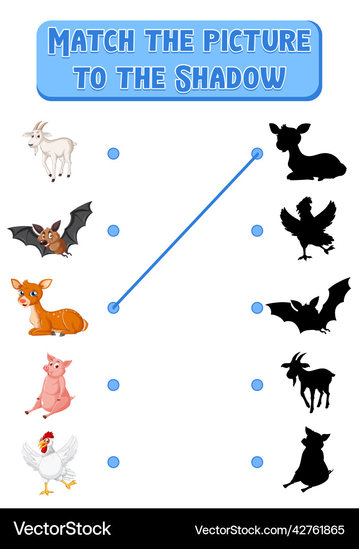 Shadow matching game template Royalty Free Vector Image