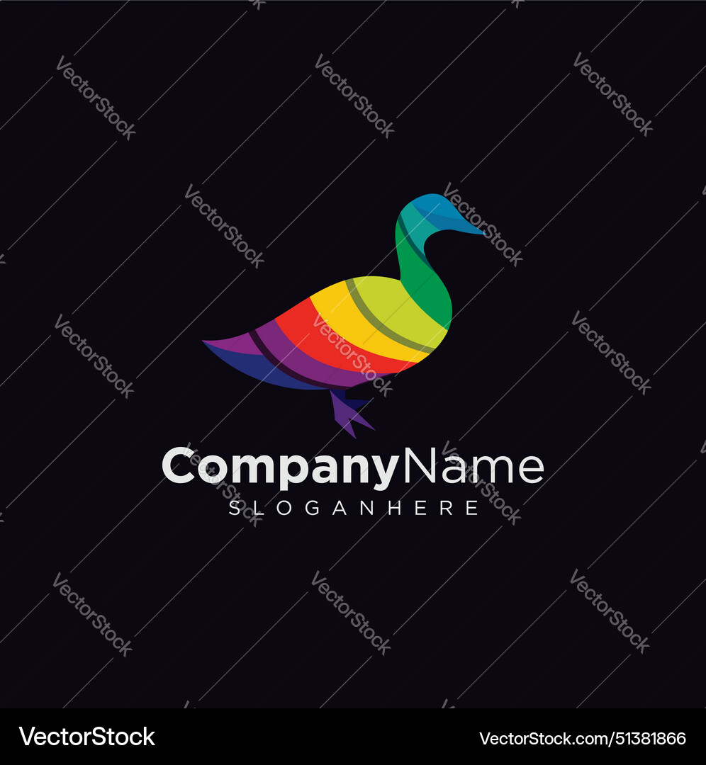 Abstract colorful duck logo goose design Vector Image