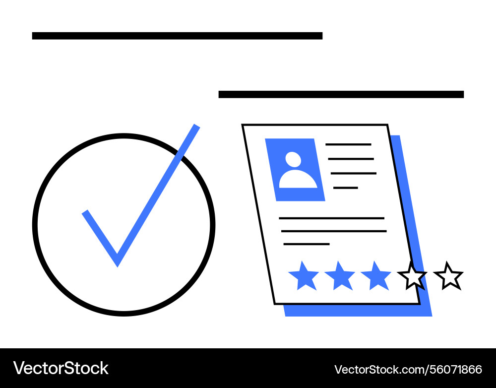 Candidate profile with rating stars and approval Vector Image