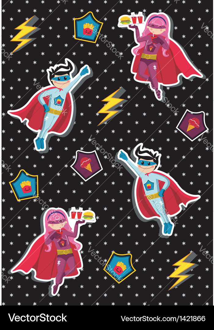 Cartoons superhero kids pattern Royalty Free Vector Image