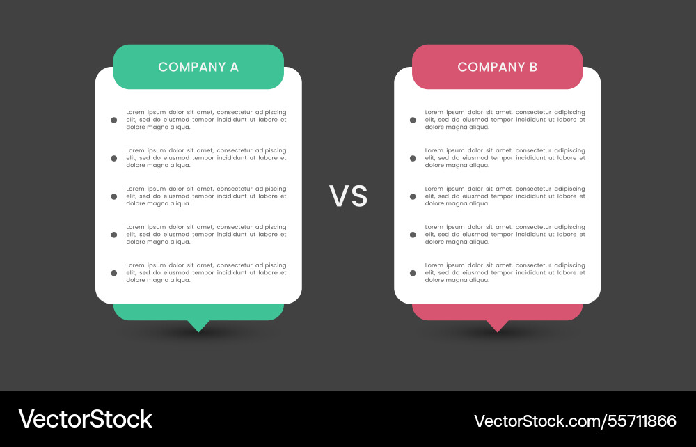Company comparison infographic design Royalty Free Vector