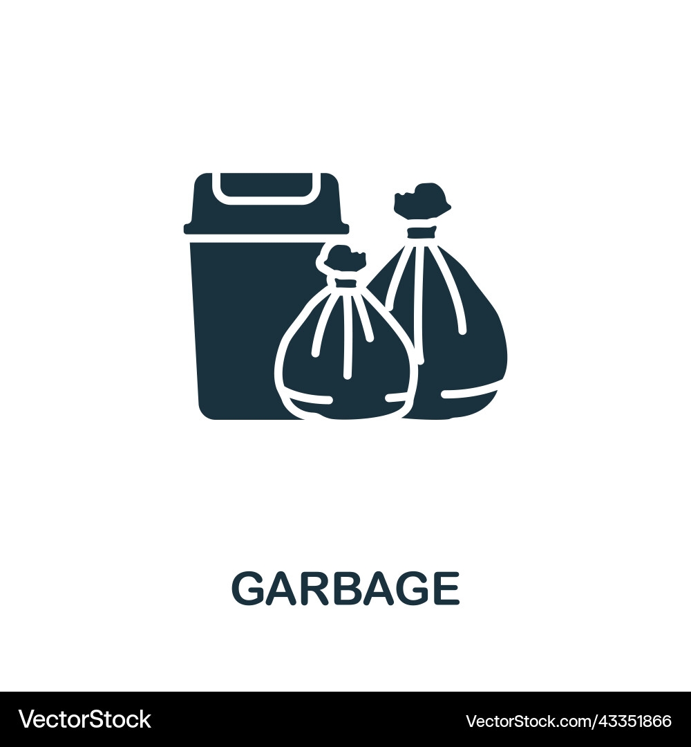 Garbage icon monochrome simple line housekeeping Vector Image