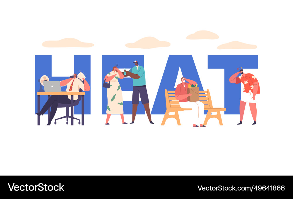 Heat concept characters with distressed faces Vector Image