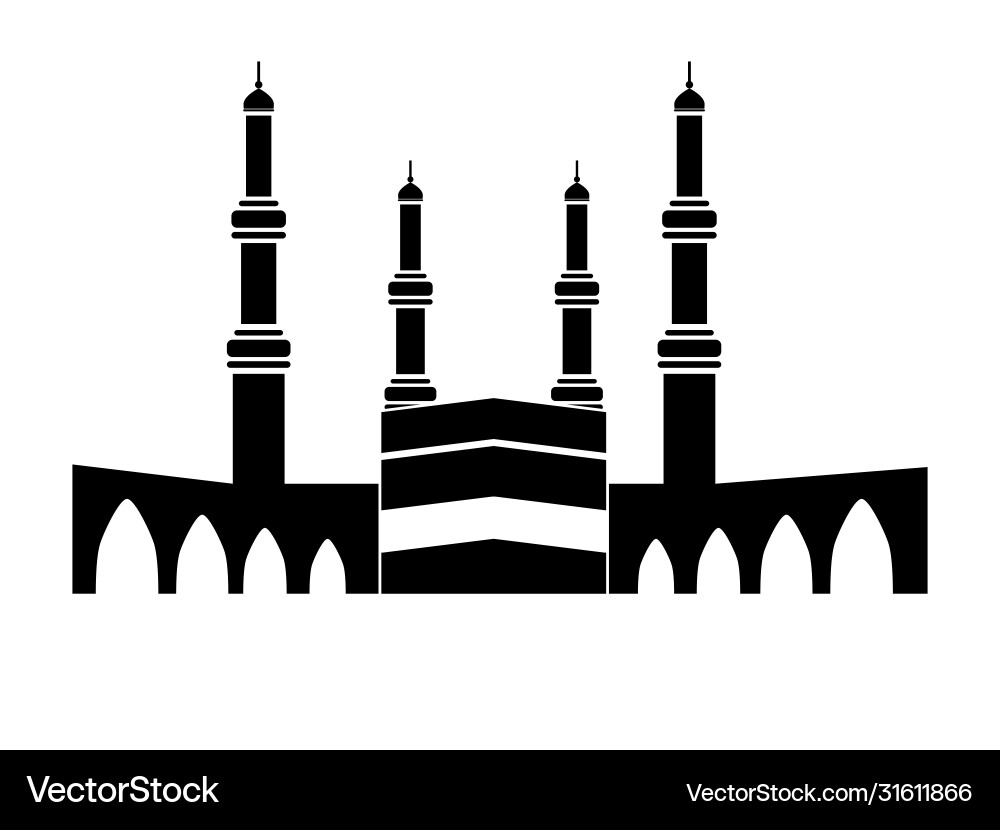 Kaaba at great mosque mecca black Royalty Free Vector Image