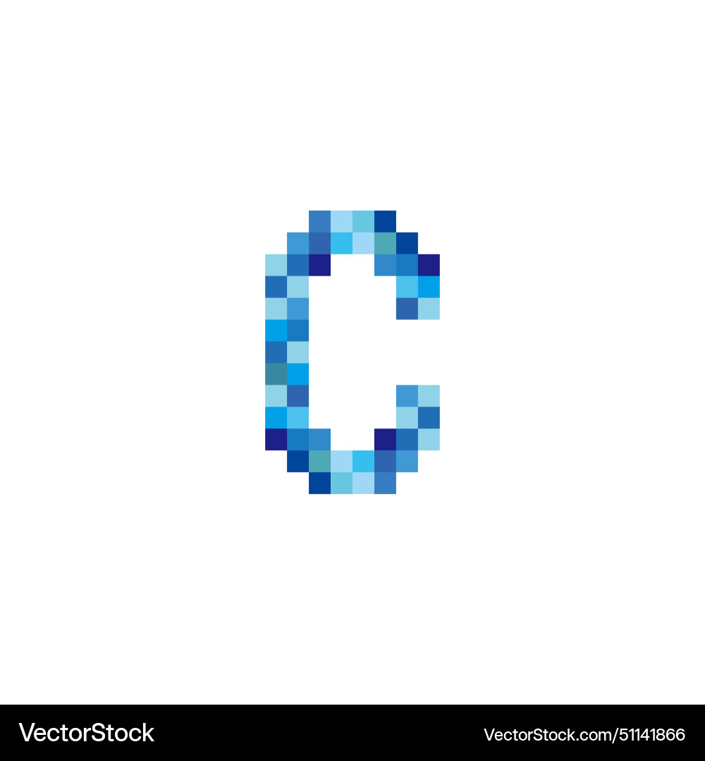 Letter c pixels simple blue logo symbol Royalty Free Vector