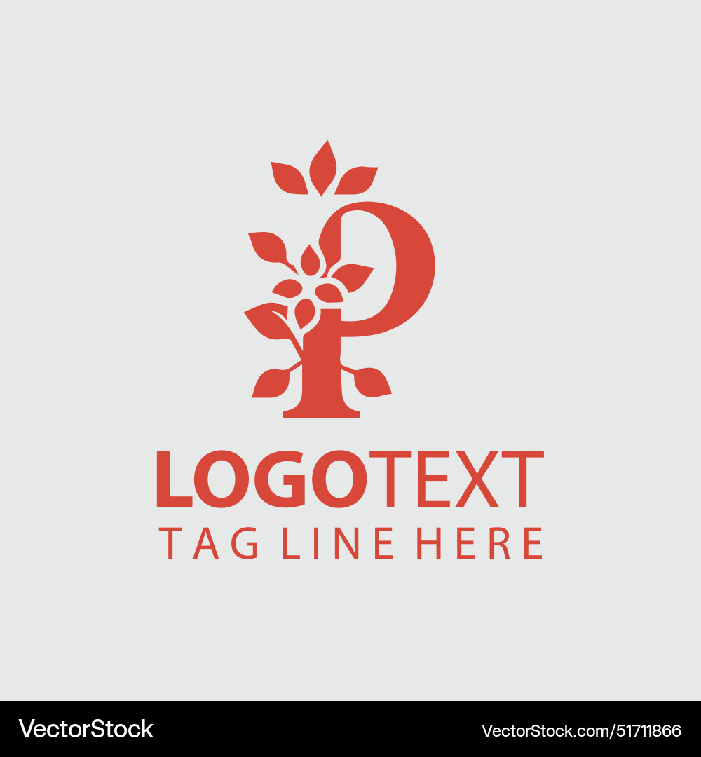 Letter p floral logo Royalty Free Vector Image