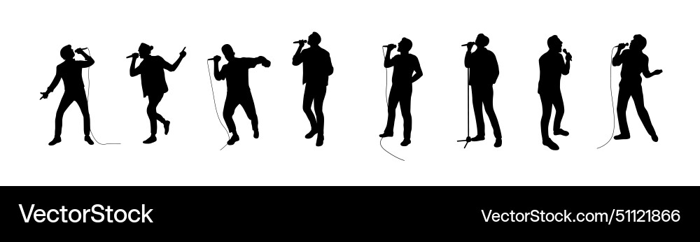 Man singing karaoke with micro happy singer Vector Image