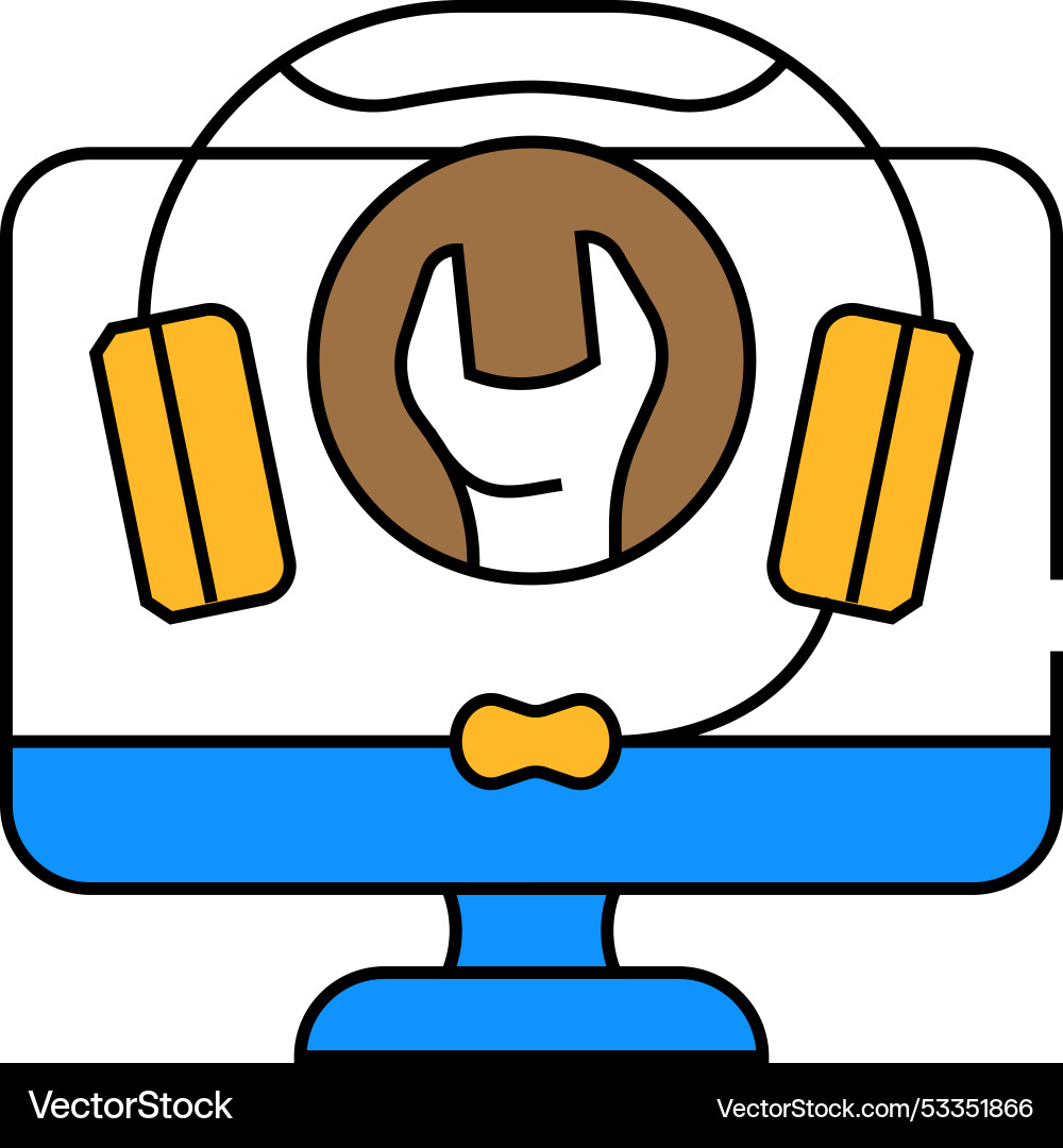 Remote assistance repair computer icon color Vector Image