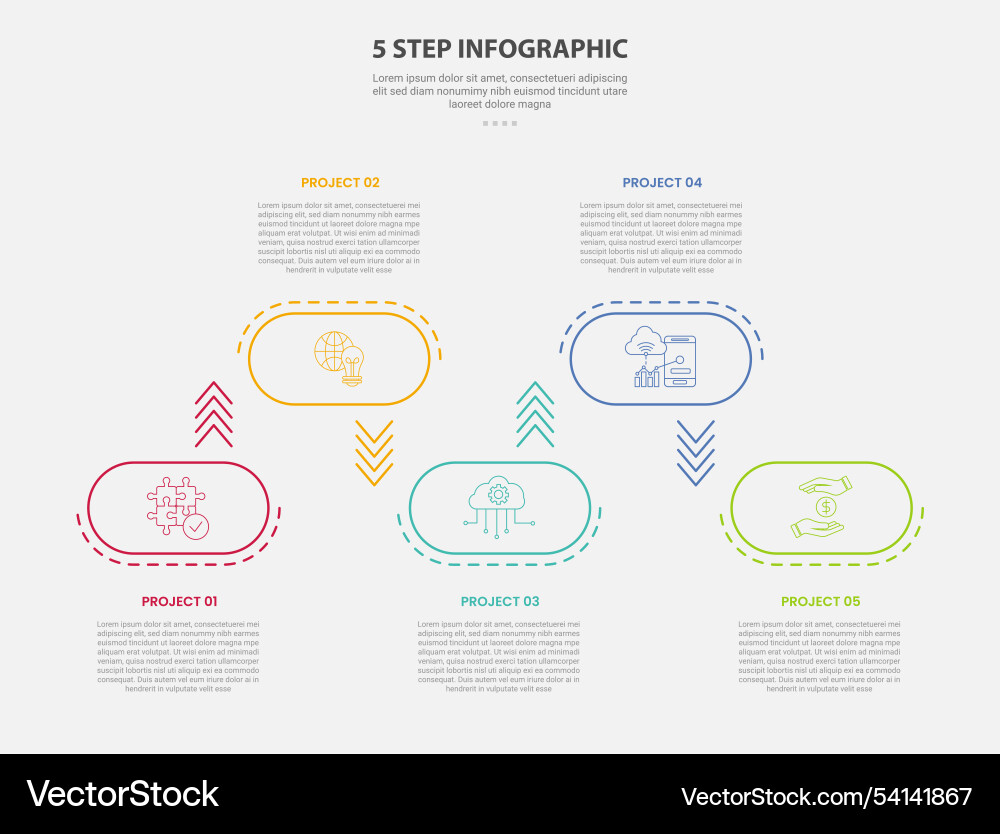 5 points template infographic outline style Vector Image