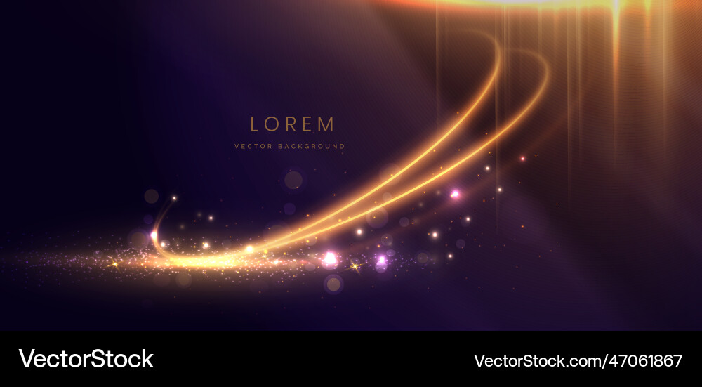 Abstract glowing gold curved lines on dark Vector Image