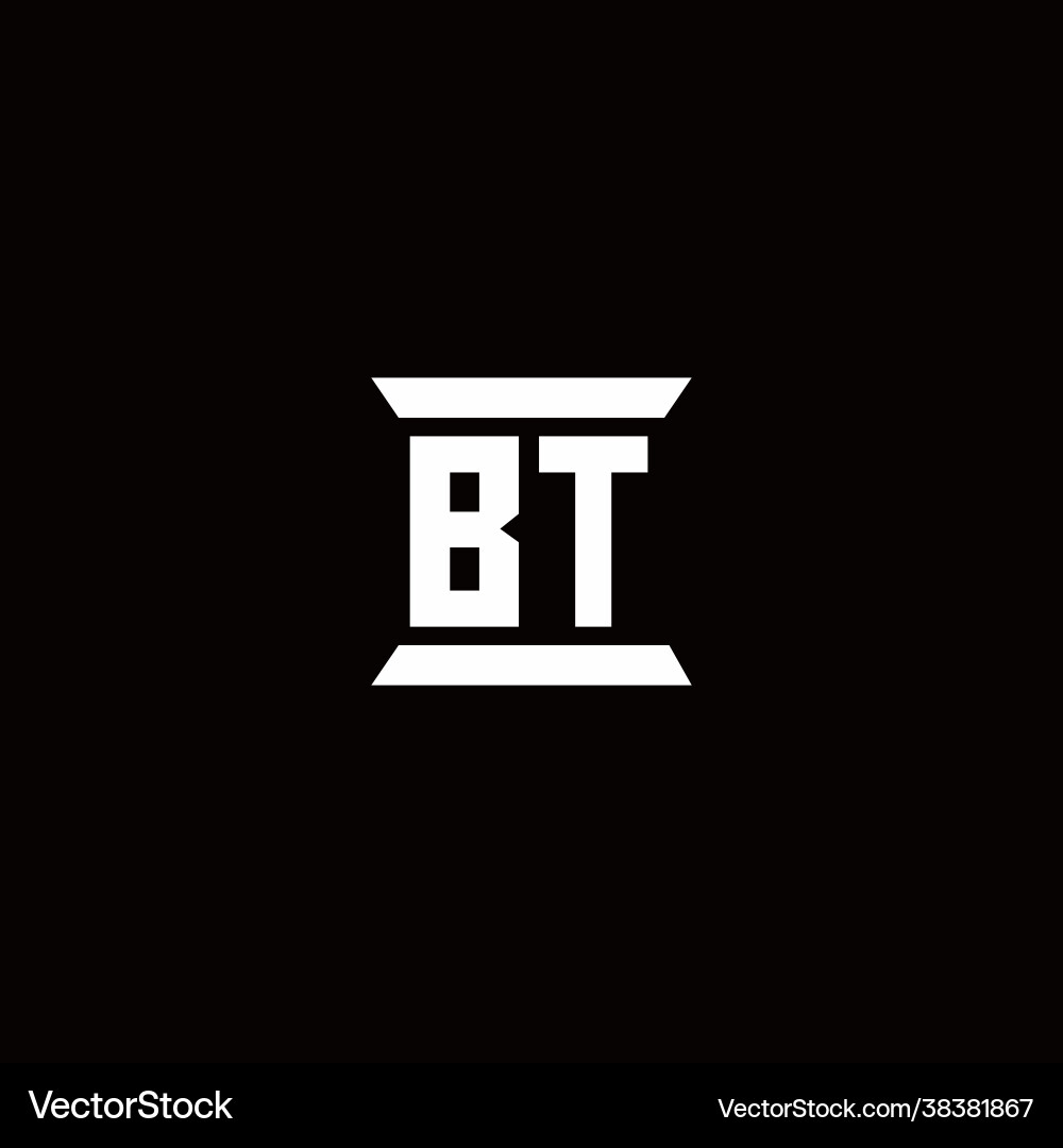 Bt logo monogram with pillar shape designs Vector Image