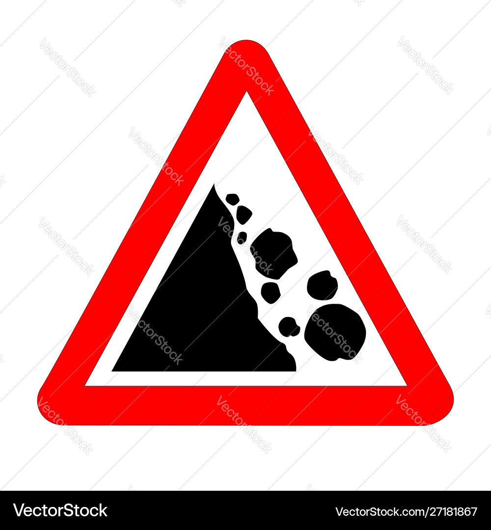 Danger falling rocks traffic sign isolated Vector Image