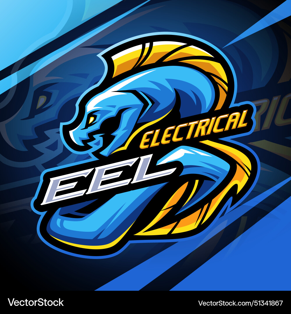 Electric eel esport mascot logo design Royalty Free Vector