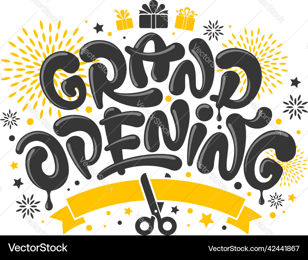 Grand opening lettering Royalty Free Vector Image