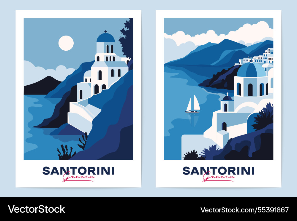 Santorini greek posters traditional Royalty Free Vector
