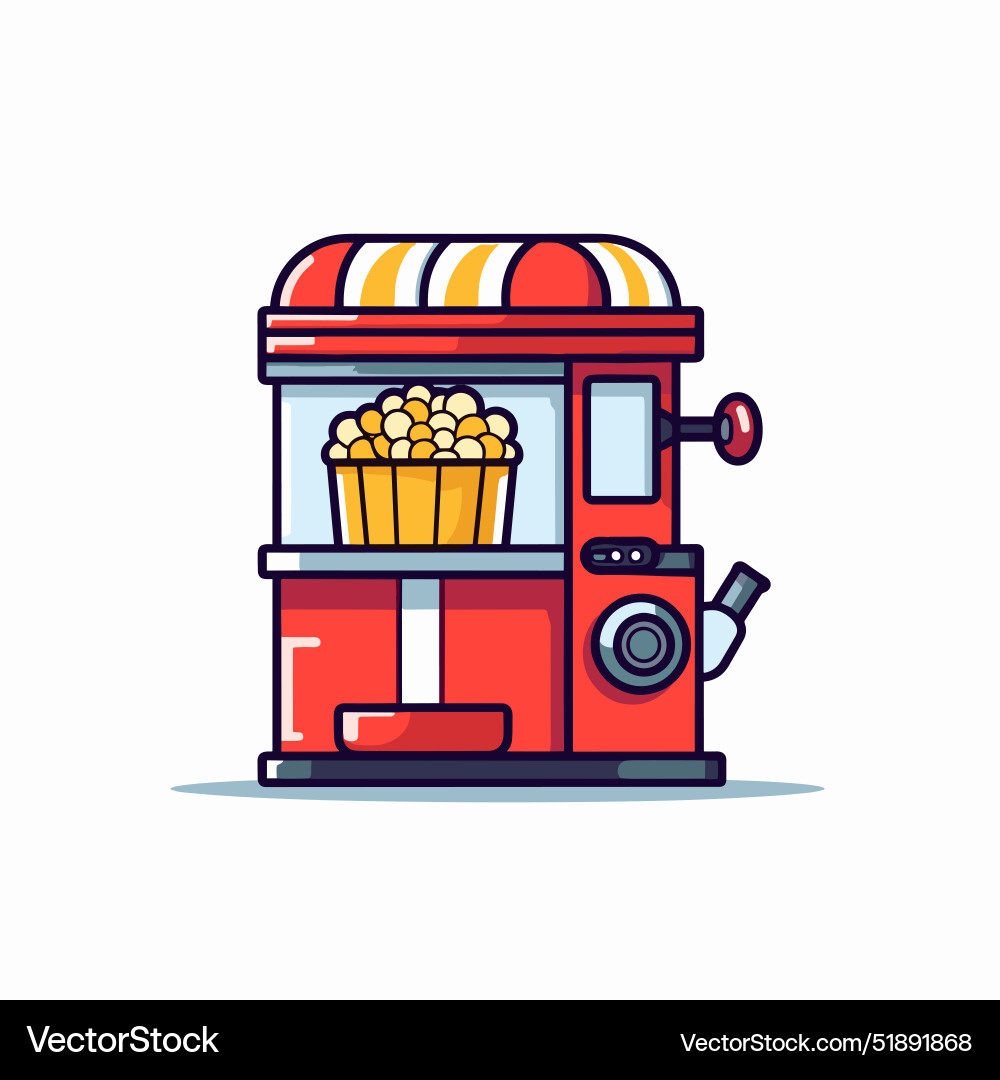 Cartoon red and yellow popcorn machine Royalty Free Vector