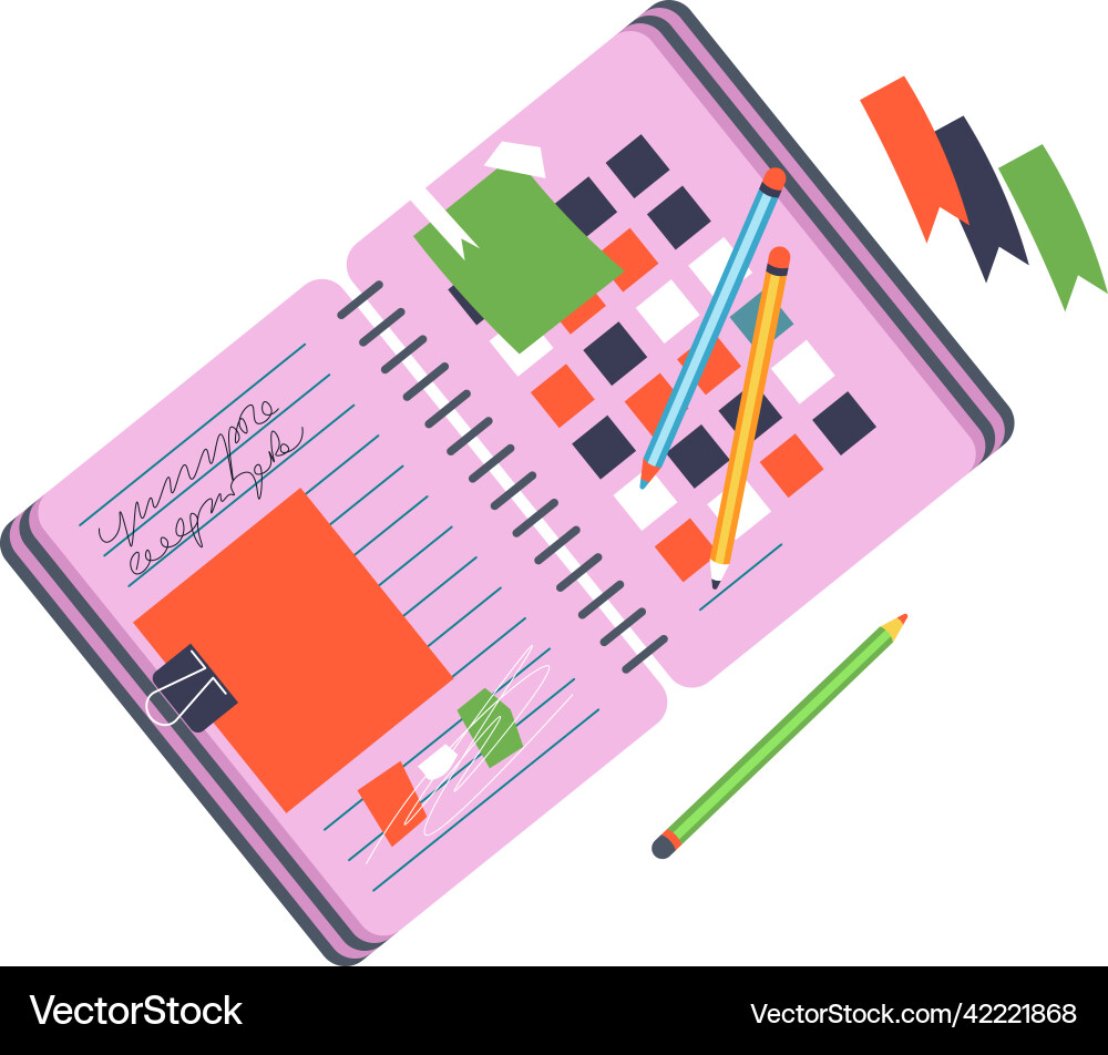 Diary or personal journal with writing Royalty Free Vector