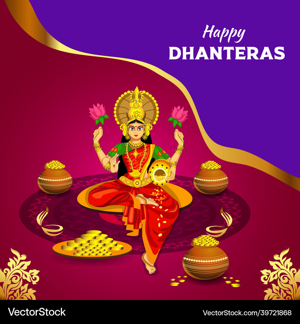 Happy dhanteras greeting card design Royalty Free Vector