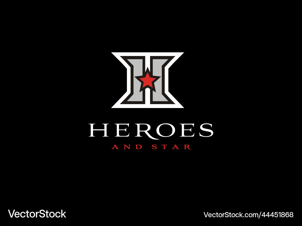 Initial letter h hero with star logo design Vector Image