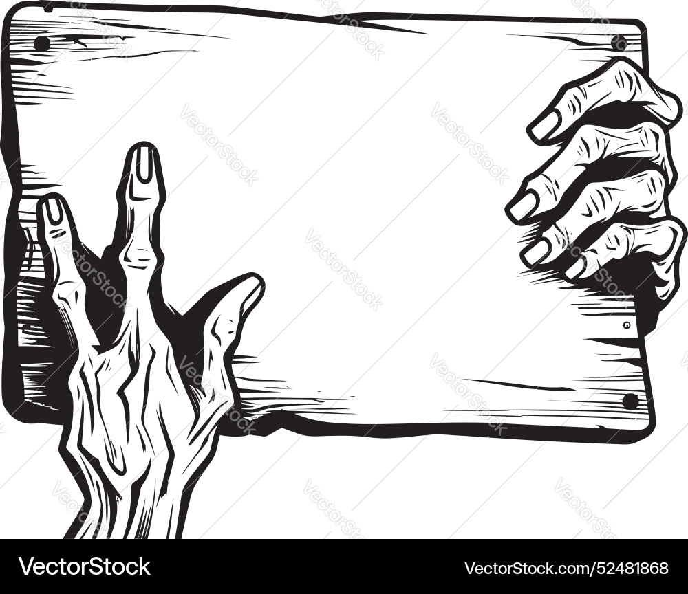 Macabre message logo with zombie hand holding Vector Image