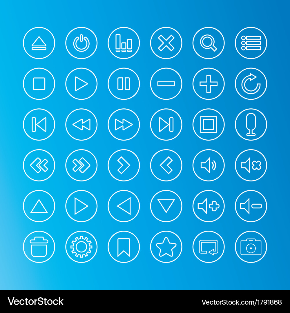Media Icons Line Art Royalty Free Vector Image
