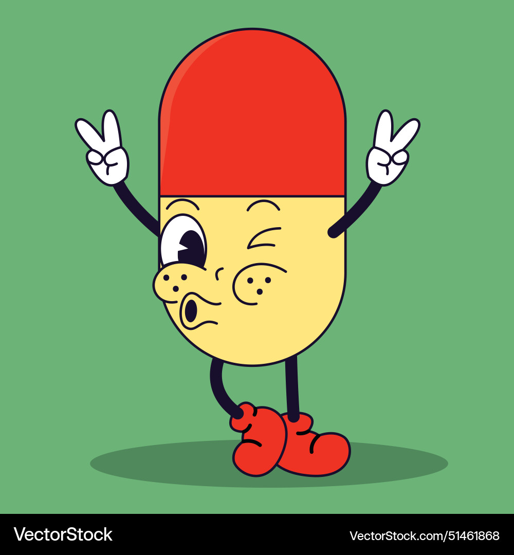 Pixel art cartoon capsule with arms and legs Vector Image